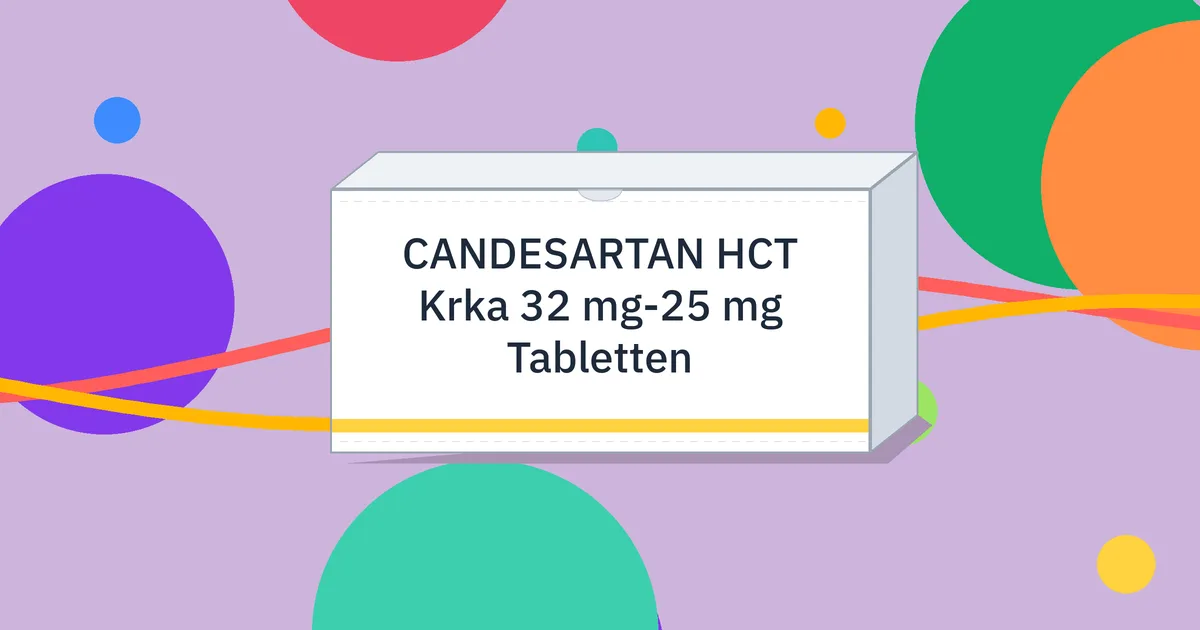 Symbolbild: Packung mit der Aufschrift CANDESARTAN HCT Krka 32 mg-25 mg Tabletten (PZN 14272601) – Verfügbarkeit und Bezug in Apotheken in Frankfurt am Main