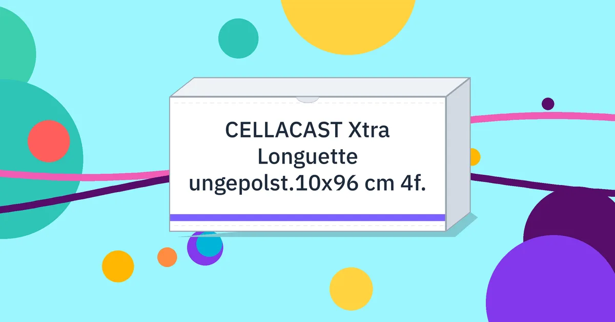 Symbolbild: Packung mit der Aufschrift CELLACAST Xtra Longuette ungepolst.10x96 cm 4f. (PZN 14261856) – Verfügbarkeit und Bezug in Apotheken in Frankfurt am Main