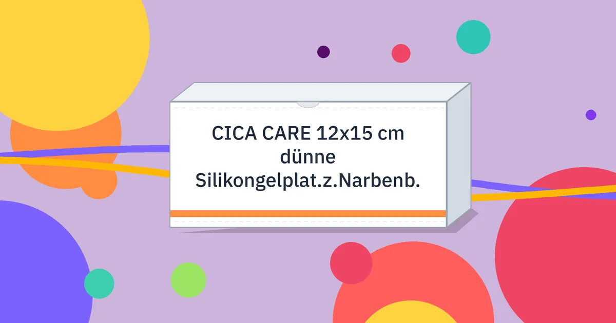 Symbolbild: Packung mit der Aufschrift CICA CARE 12x15 cm dünne Silikongelplat.z.Narbenb. (PZN 16007033) – Verfügbarkeit und Bezug in Apotheken in Frankfurt am Main