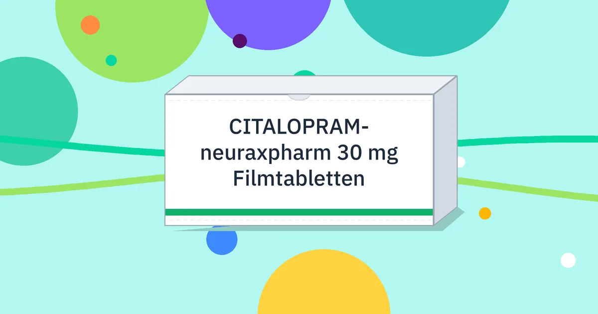 Symbolbild: Packung mit der Aufschrift CITALOPRAM-neuraxpharm 30 mg Filmtabletten (PZN 00681201) – Verfügbarkeit und Bezug in Apotheken in Frankfurt am Main