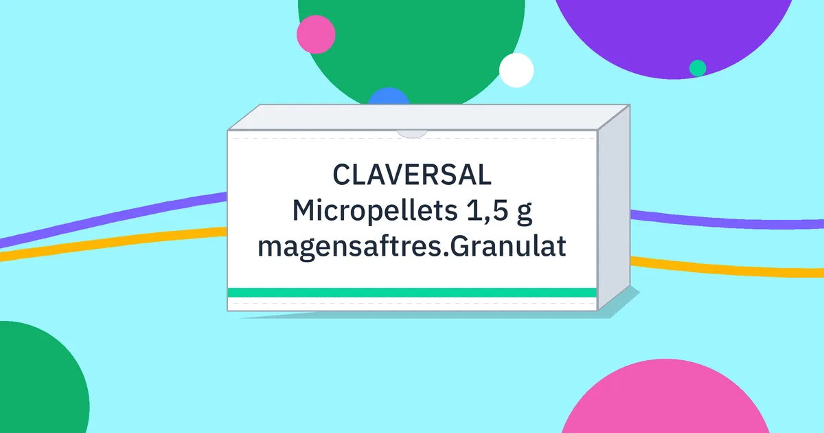 Symbolbild: Packung mit der Aufschrift CLAVERSAL Micropellets 1,5 g magensaftres.Granulat (PZN 04380494) – Verfügbarkeit und Bezug in Apotheken in Frankfurt am Main