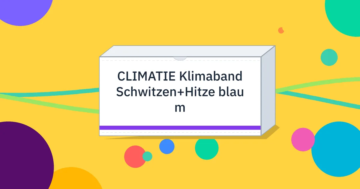 Symbolbild: Packung mit der Aufschrift CLIMATIE Klimaband Schwitzen+Hitze blau m (PZN 14293537) – Verfügbarkeit und Bezug in Apotheken in Frankfurt am Main