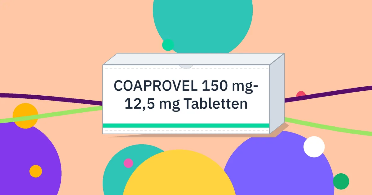 Symbolbild: Packung mit der Aufschrift COAPROVEL 150 mg-12,5 mg Tabletten (PZN 05505532) – Verfügbarkeit und Bezug in Apotheken in Frankfurt am Main