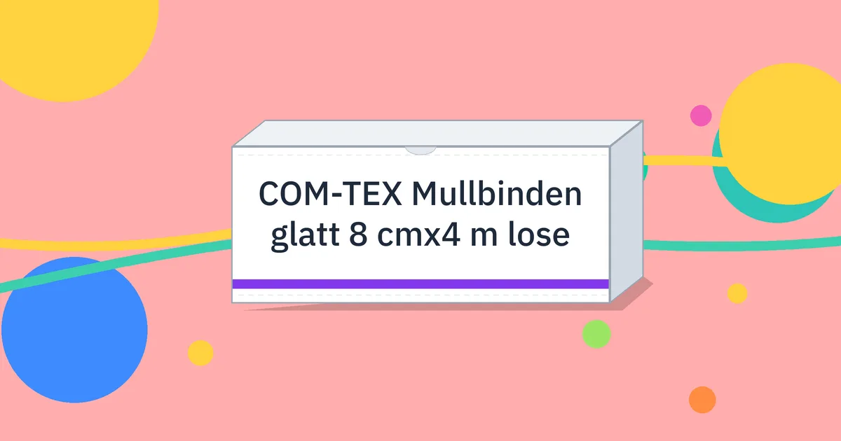 Symbolbild: Packung mit der Aufschrift COM-TEX Mullbinden glatt 8 cmx4 m lose (PZN 00030662) – Verfügbarkeit und Bezug in Apotheken in Frankfurt am Main