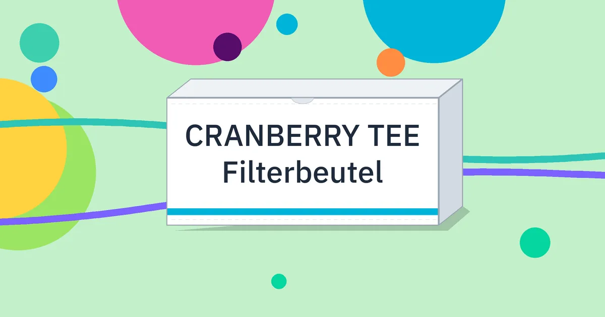 Symbolbild: Packung mit der Aufschrift CRANBERRY TEE Filterbeutel (PZN 06055290) – Verfügbarkeit und Bezug in Apotheken in Frankfurt am Main