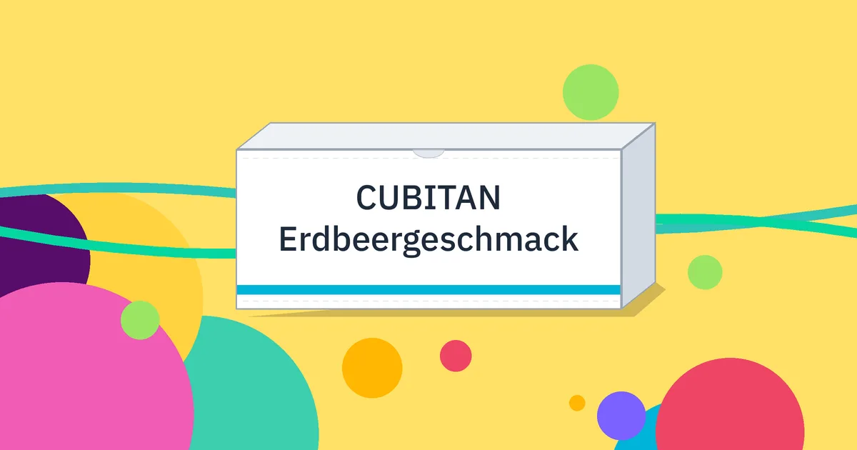 Symbolbild: Packung mit der Aufschrift CUBITAN Erdbeergeschmack (PZN 20323225) – Verfügbarkeit und Bezug in Apotheken in Frankfurt am Main