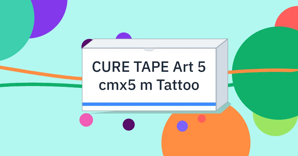 Symbolbild: Packung mit der Aufschrift CURE TAPE Art 5 cmx5 m Tattoo (PZN 12581516) – Verfügbarkeit und Bezug in Apotheken in Frankfurt am Main