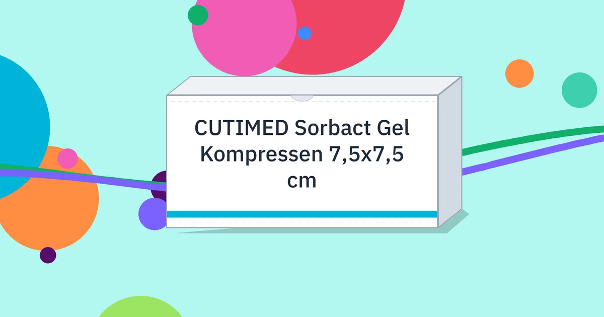 Symbolbild: Packung mit der Aufschrift CUTIMED Sorbact Gel Kompressen 7,5x7,5 cm (PZN 05523263) – Verfügbarkeit und Bezug in Apotheken in Frankfurt am Main