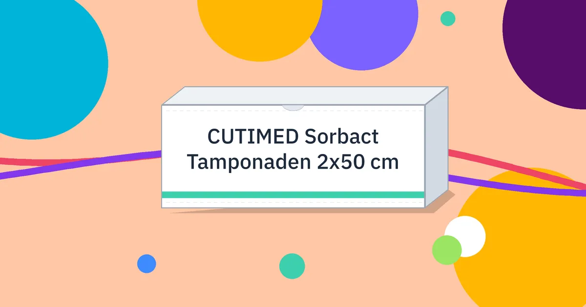 Symbolbild: Packung mit der Aufschrift CUTIMED Sorbact Tamponaden 2x50 cm (PZN 12580008) – Verfügbarkeit und Bezug in Apotheken in Frankfurt am Main