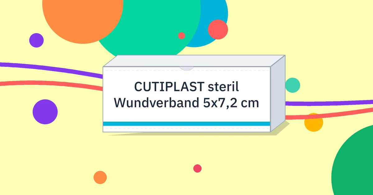 Symbolbild: Packung mit der Aufschrift CUTIPLAST steril Wundverband 5x7,2 cm (PZN 17831780) – Verfügbarkeit und Bezug in Apotheken in Frankfurt am Main
