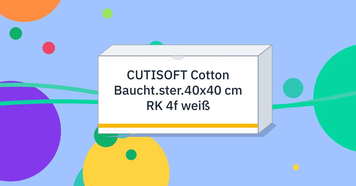 Symbolbild: Packung mit der Aufschrift CUTISOFT Cotton Baucht.ster.40x40 cm RK 4f weiß (PZN 03902683) – Verfügbarkeit und Bezug in Apotheken in Frankfurt am Main