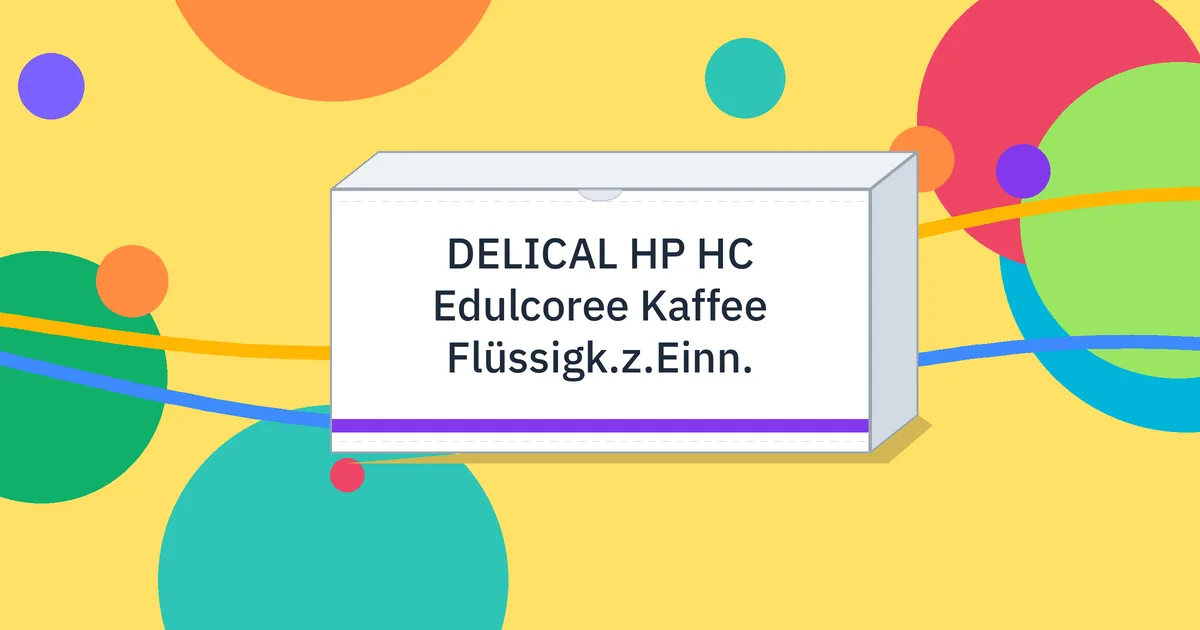 Symbolbild: Packung mit der Aufschrift DELICAL HP HC Edulcoree Kaffee Flüssigk.z.Einn. (PZN 17257358) – Verfügbarkeit und Bezug in Apotheken in Frankfurt am Main