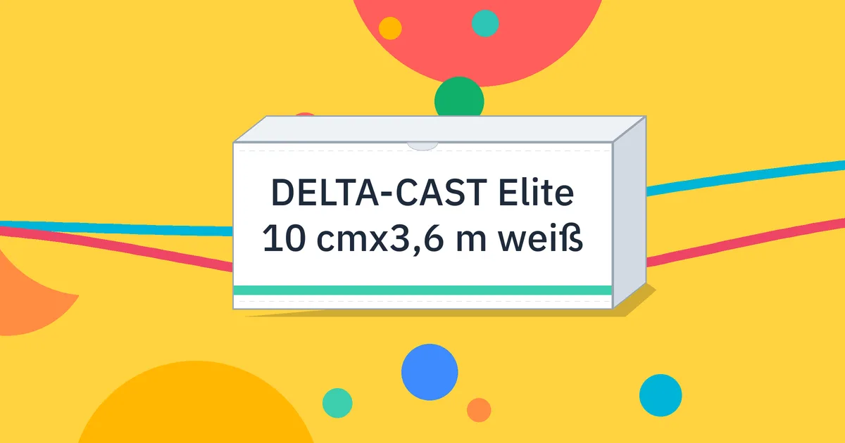 Symbolbild: Packung mit der Aufschrift DELTA-CAST Elite 10 cmx3,6 m weiß (PZN 07504726) – Verfügbarkeit und Bezug in Apotheken in Frankfurt am Main
