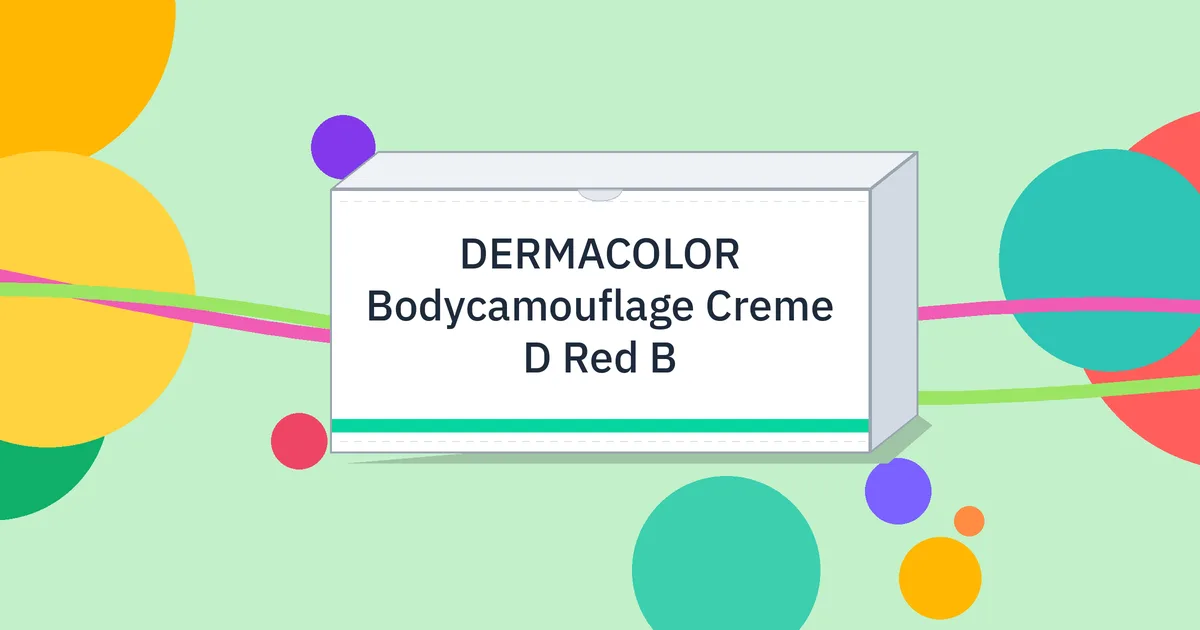 Symbolbild: Packung mit der Aufschrift DERMACOLOR Bodycamouflage Creme D Red B (PZN 15818002) – Verfügbarkeit und Bezug in Apotheken in Frankfurt am Main