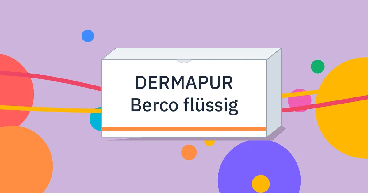 Symbolbild: Packung mit der Aufschrift DERMAPUR Berco flüssig (PZN 04777429) – Verfügbarkeit und Bezug in Apotheken in Frankfurt am Main