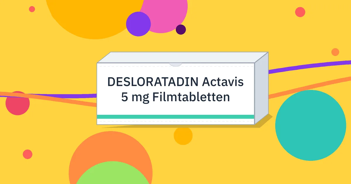 Symbolbild: Packung mit der Aufschrift DESLORATADIN Actavis 5 mg Filmtabletten (PZN 17522317) – Verfügbarkeit und Bezug in Apotheken in Frankfurt am Main