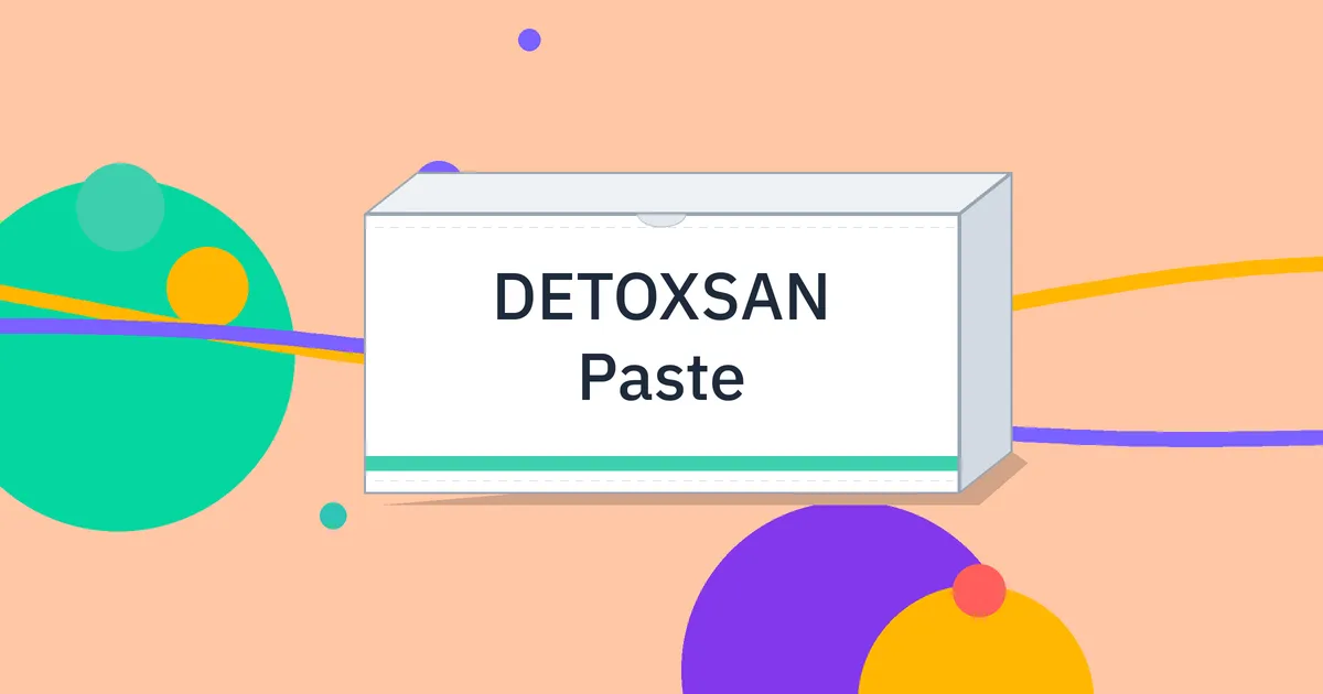 Symbolbild: Packung mit der Aufschrift DETOXSAN Paste (PZN 15238581) – Verfügbarkeit und Bezug in Apotheken in Frankfurt am Main