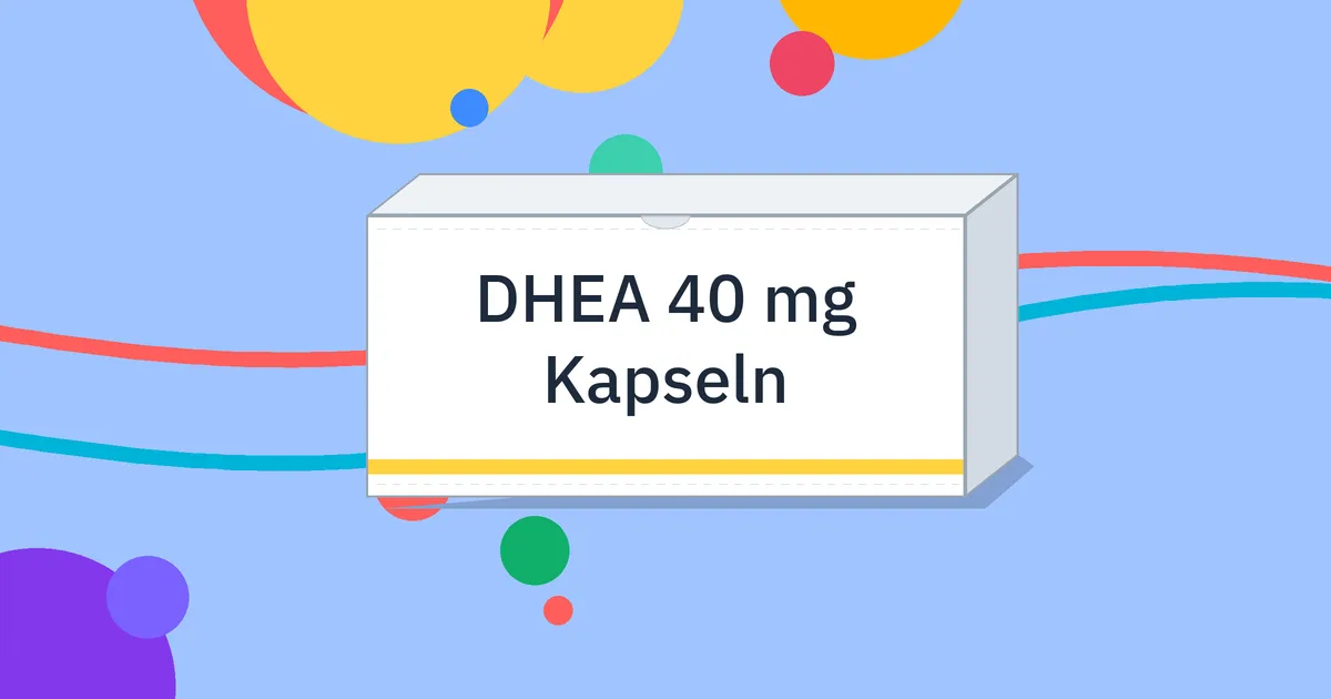 Symbolbild: Packung mit der Aufschrift DHEA 40 mg Kapseln (PZN 18718181) – Verfügbarkeit und Bezug in Apotheken in Frankfurt am Main