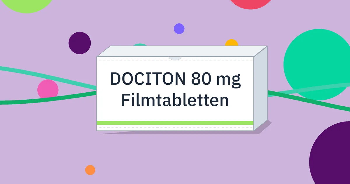Symbolbild: Packung mit der Aufschrift DOCITON 80 mg Filmtabletten (PZN 01801512) – Verfügbarkeit und Bezug in Apotheken in Frankfurt am Main