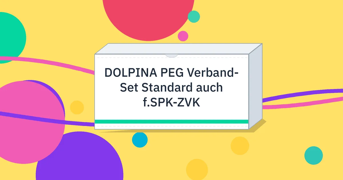 Symbolbild: Packung mit der Aufschrift DOLPINA PEG Verband-Set Standard auch f.SPK-ZVK (PZN 16875060) – Verfügbarkeit und Bezug in Apotheken in Frankfurt am Main
