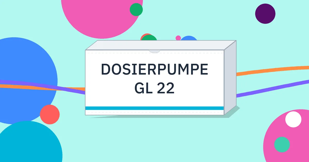 Symbolbild: Packung mit der Aufschrift DOSIERPUMPE GL 22 (PZN 18111295) – Verfügbarkeit und Bezug in Apotheken in Frankfurt am Main