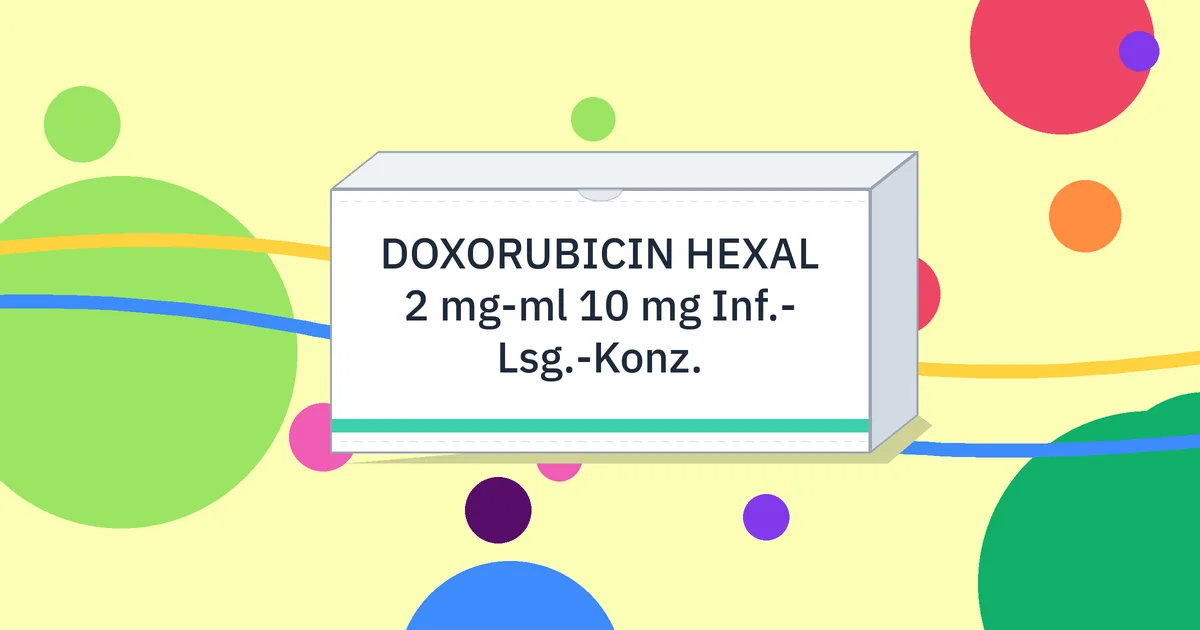 Symbolbild: Packung mit der Aufschrift DOXORUBICIN HEXAL 2 mg-ml 10 mg Inf.-Lsg.-Konz. (PZN 10267431) – Verfügbarkeit und Bezug in Apotheken in Frankfurt am Main