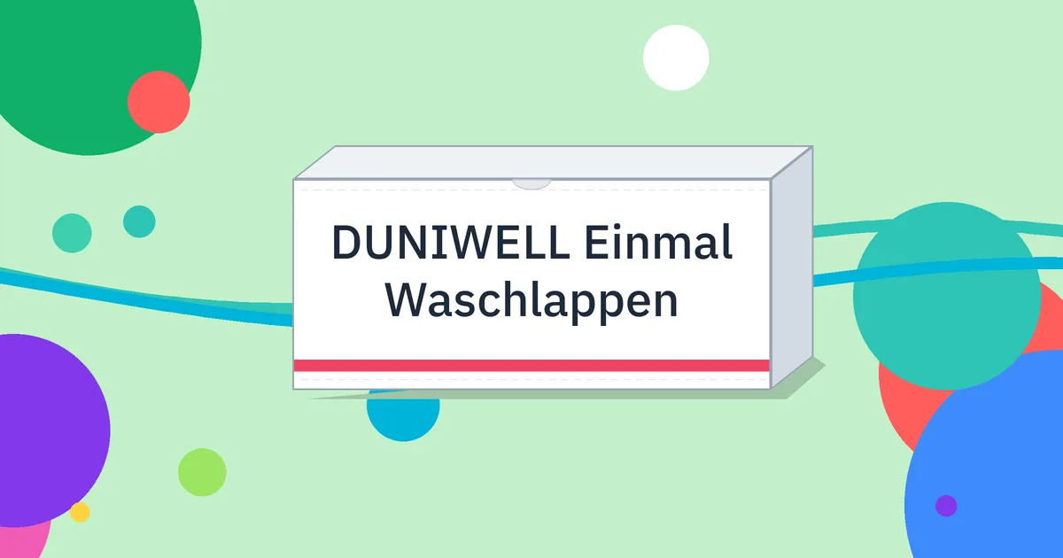 Symbolbild: Packung mit der Aufschrift DUNIWELL Einmal Waschlappen (PZN 01595030) – Verfügbarkeit und Bezug in Apotheken in Frankfurt am Main
