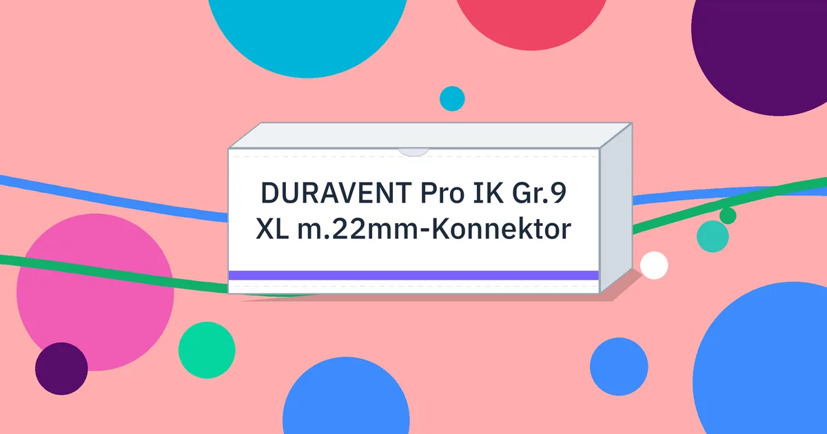 Symbolbild: Packung mit der Aufschrift DURAVENT Pro IK Gr.9 XL m.22mm-Konnektor (PZN 19243403) – Verfügbarkeit und Bezug in Apotheken in Frankfurt am Main