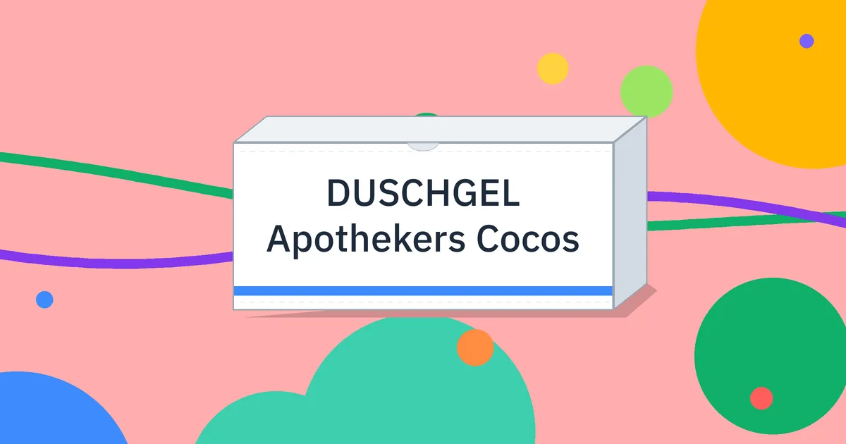 Symbolbild: Packung mit der Aufschrift DUSCHGEL Apothekers Cocos (PZN 20941934) – Verfügbarkeit und Bezug in Apotheken in Frankfurt am Main