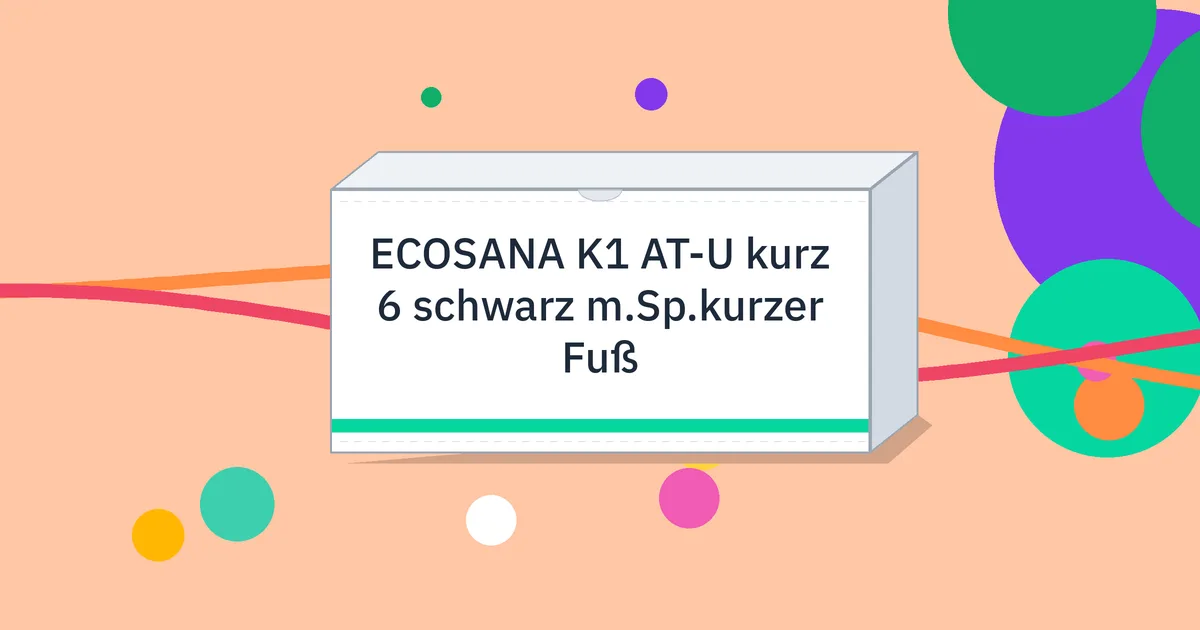 Symbolbild: Packung mit der Aufschrift ECOSANA K1 AT-U kurz 6 schwarz m.Sp.kurzer Fuß (PZN 04734839) – Verfügbarkeit und Bezug in Apotheken in Frankfurt am Main