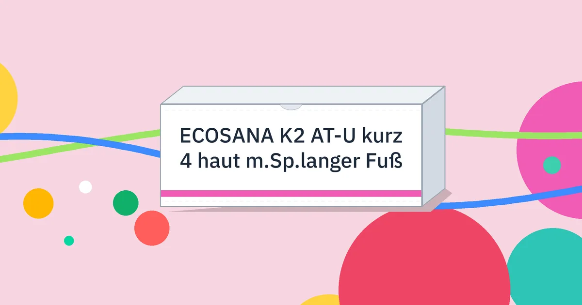 Symbolbild: Packung mit der Aufschrift ECOSANA K2 AT-U kurz 4 haut m.Sp.langer Fuß (PZN 10954686) – Verfügbarkeit und Bezug in Apotheken in Frankfurt am Main