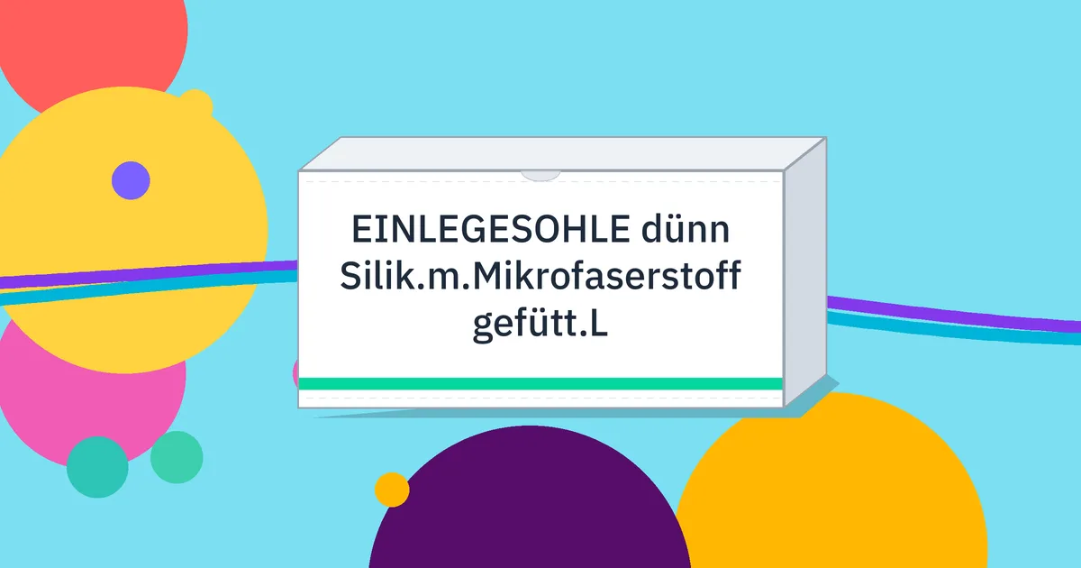 Symbolbild: Packung mit der Aufschrift EINLEGESOHLE dünn Silik.m.Mikrofaserstoff gefütt.L (PZN 19072976) – Verfügbarkeit und Bezug in Apotheken in Frankfurt am Main