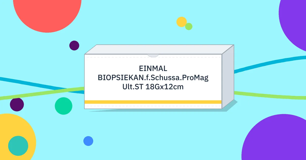 Symbolbild: Packung mit der Aufschrift EINMAL BIOPSIEKAN.f.Schussa.ProMag Ult.ST 18Gx12cm (PZN 00283311) – Verfügbarkeit und Bezug in Apotheken in Frankfurt am Main