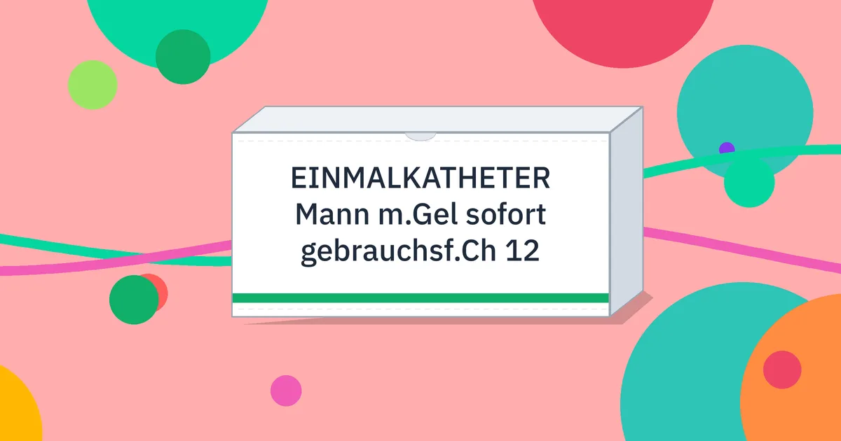 Symbolbild: Packung mit der Aufschrift EINMALKATHETER Mann m.Gel sofort gebrauchsf.Ch 12 (PZN 09943660) – Verfügbarkeit und Bezug in Apotheken in Frankfurt am Main
