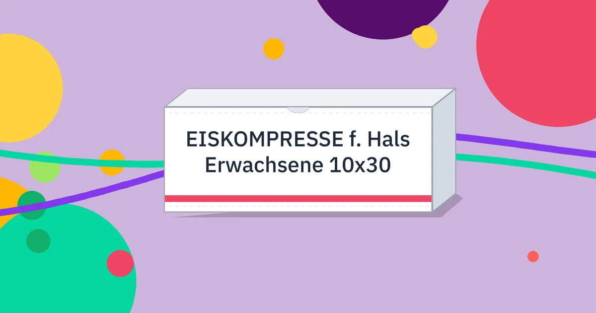 Symbolbild: Packung mit der Aufschrift EISKOMPRESSE f. Hals Erwachsene 10x30 (PZN 02438692) – Verfügbarkeit und Bezug in Apotheken in Frankfurt am Main