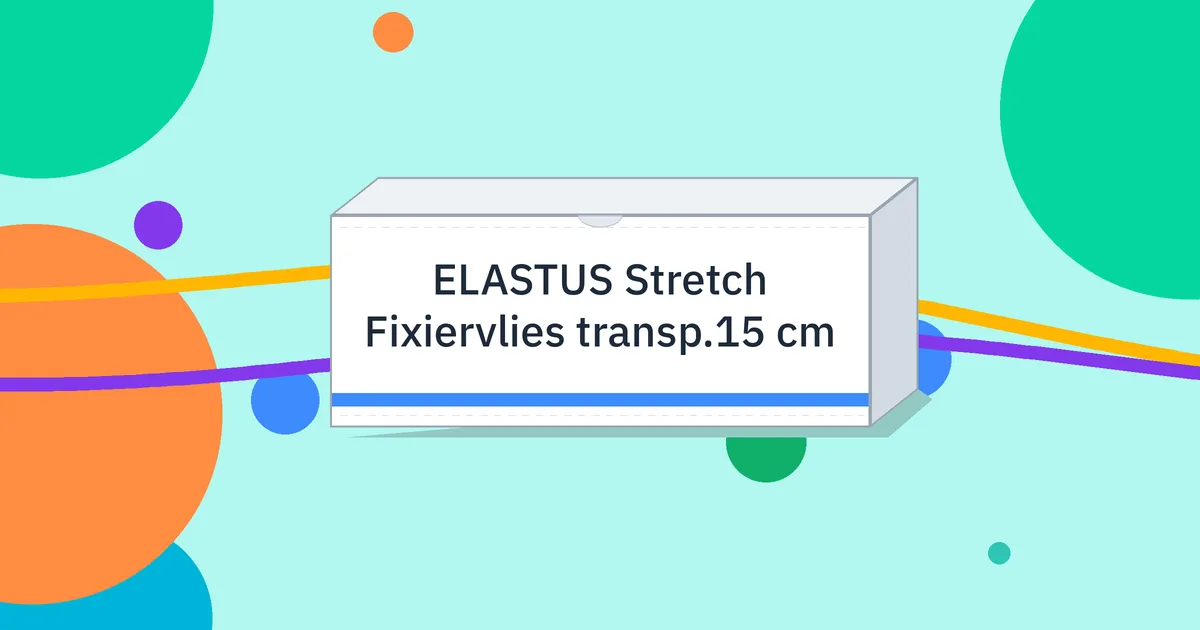 Symbolbild: Packung mit der Aufschrift ELASTUS Stretch Fixiervlies transp.15 cm (PZN 05553904) – Verfügbarkeit und Bezug in Apotheken in Frankfurt am Main