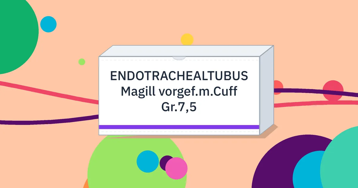 Symbolbild: Packung mit der Aufschrift ENDOTRACHEALTUBUS Magill vorgef.m.Cuff Gr.7,5 (PZN 00141284) – Verfügbarkeit und Bezug in Apotheken in Frankfurt am Main