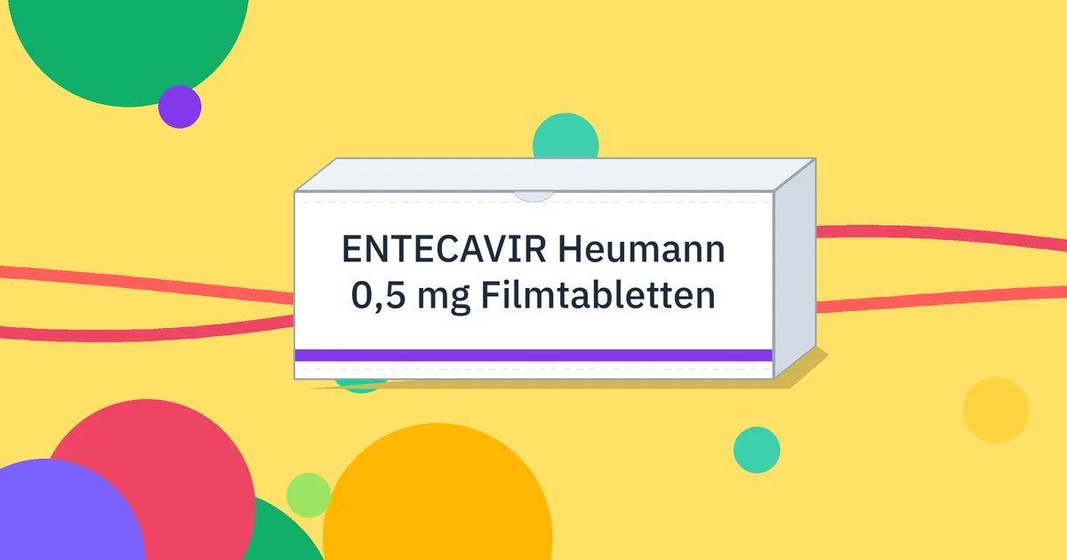 Symbolbild: Packung mit der Aufschrift ENTECAVIR Heumann 0,5 mg Filmtabletten (PZN 12475091) – Verfügbarkeit und Bezug in Apotheken in Frankfurt am Main