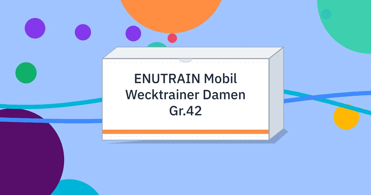 Symbolbild: Packung mit der Aufschrift ENUTRAIN Mobil Wecktrainer Damen Gr.42 (PZN 09200841) – Verfügbarkeit und Bezug in Apotheken in Frankfurt am Main