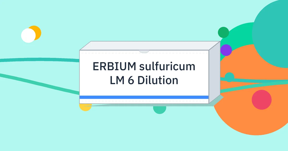 Symbolbild: Packung mit der Aufschrift ERBIUM sulfuricum LM 6 Dilution (PZN 13473823) – Verfügbarkeit und Bezug in Apotheken in Frankfurt am Main