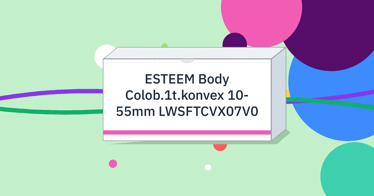 Symbolbild: Packung mit der Aufschrift ESTEEM Body Colob.1t.konvex 10-55mm LWSFTCVX07V0 (PZN 18838146) – Verfügbarkeit und Bezug in Apotheken in Frankfurt am Main