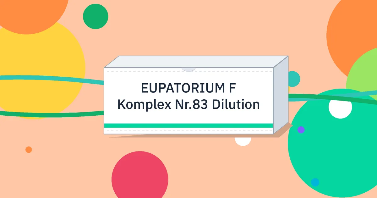 Symbolbild: Packung mit der Aufschrift EUPATORIUM F Komplex Nr.83 Dilution (PZN 05556541) – Verfügbarkeit und Bezug in Apotheken in Frankfurt am Main
