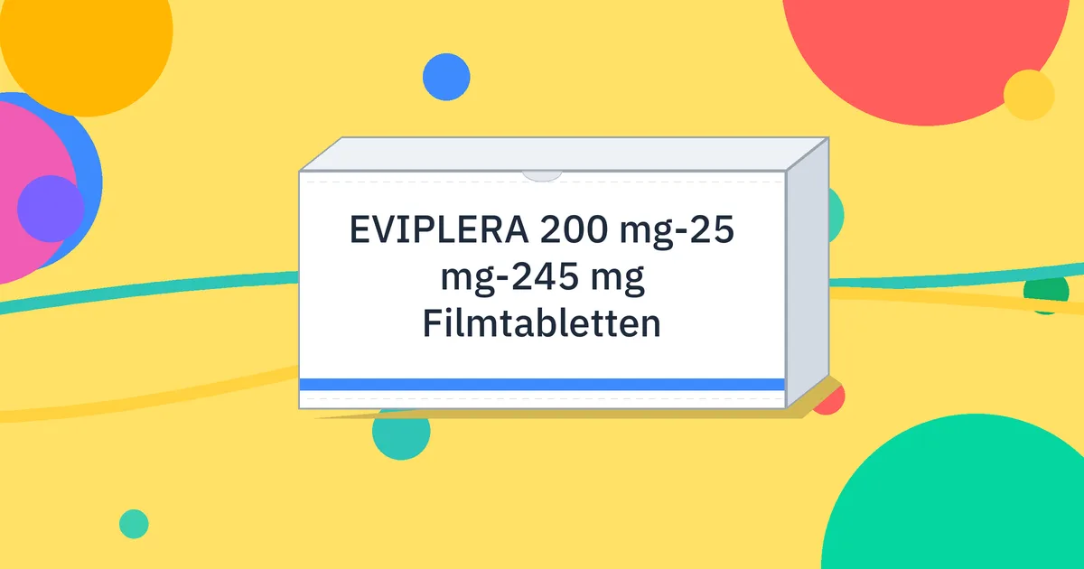 Symbolbild: Packung mit der Aufschrift EVIPLERA 200 mg-25 mg-245 mg Filmtabletten (PZN 09321817) – Verfügbarkeit und Bezug in Apotheken in Frankfurt am Main