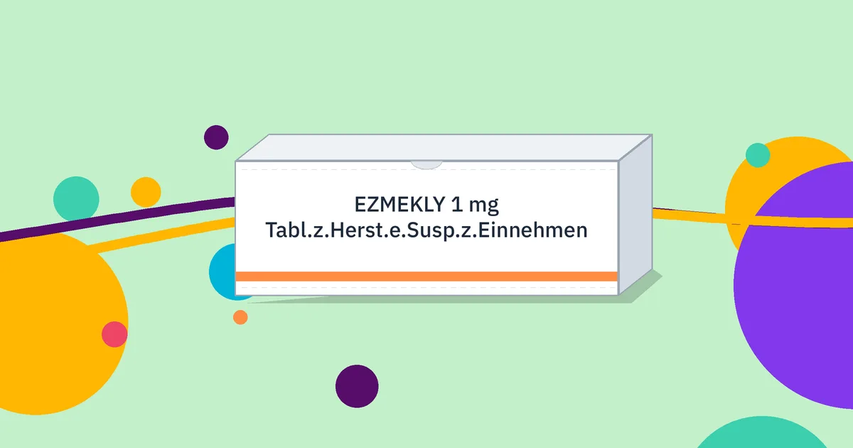 Symbolbild: Packung mit der Aufschrift EZMEKLY 1 mg Tabl.z.Herst.e.Susp.z.Einnehmen (PZN 19872180) – Verfügbarkeit und Bezug in Apotheken in Frankfurt am Main