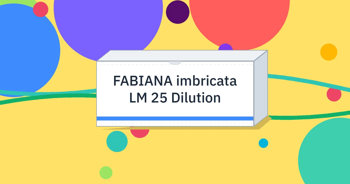 Symbolbild: Packung mit der Aufschrift FABIANA imbricata LM 25 Dilution (PZN 13485714) – Verfügbarkeit und Bezug in Apotheken in Frankfurt am Main