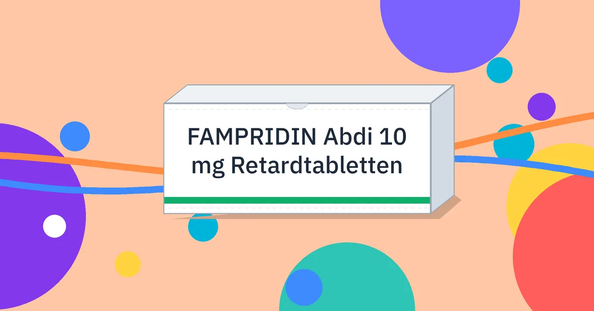 Symbolbild: Packung mit der Aufschrift FAMPRIDIN Abdi 10 mg Retardtabletten (PZN 20717680) – Verfügbarkeit und Bezug in Apotheken in Frankfurt am Main
