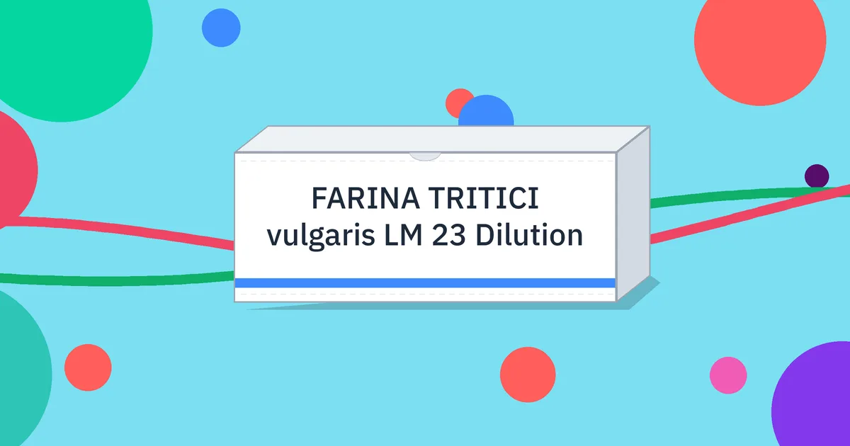 Symbolbild: Packung mit der Aufschrift FARINA TRITICI vulgaris LM 23 Dilution (PZN 13487995) – Verfügbarkeit und Bezug in Apotheken in Frankfurt am Main