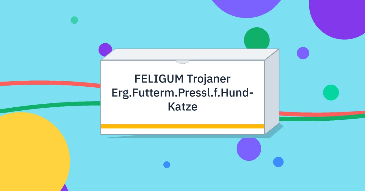 Symbolbild: Packung mit der Aufschrift FELIGUM Trojaner Erg.Futterm.Pressl.f.Hund-Katze (PZN 14419671) – Verfügbarkeit und Bezug in Apotheken in Frankfurt am Main