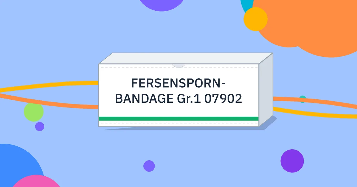 Symbolbild: Packung mit der Aufschrift FERSENSPORN-BANDAGE Gr.1 07902 (PZN 07233500) – Verfügbarkeit und Bezug in Apotheken in Frankfurt am Main
