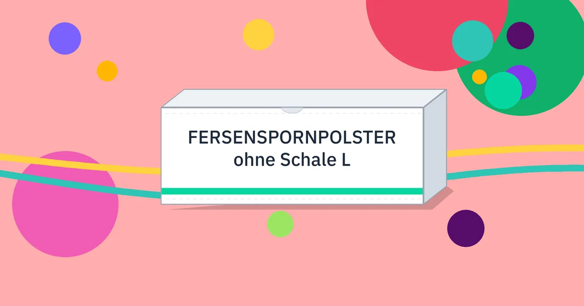 Symbolbild: Packung mit der Aufschrift FERSENSPORNPOLSTER ohne Schale L (PZN 02773479) – Verfügbarkeit und Bezug in Apotheken in Frankfurt am Main